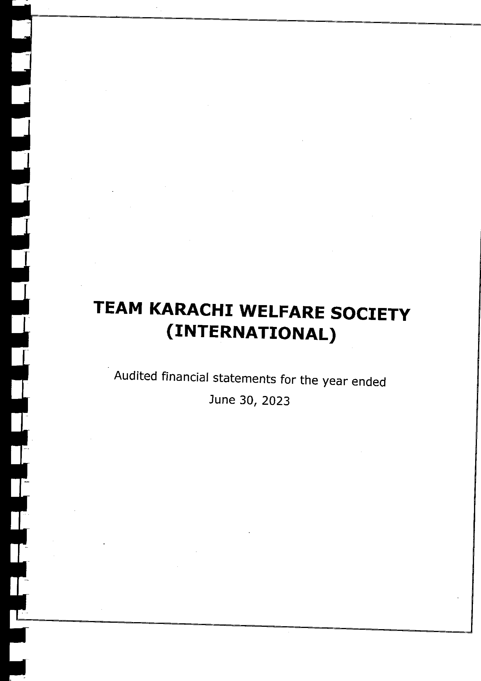 Audit Report 2023 - Team Karachi Welfare Society